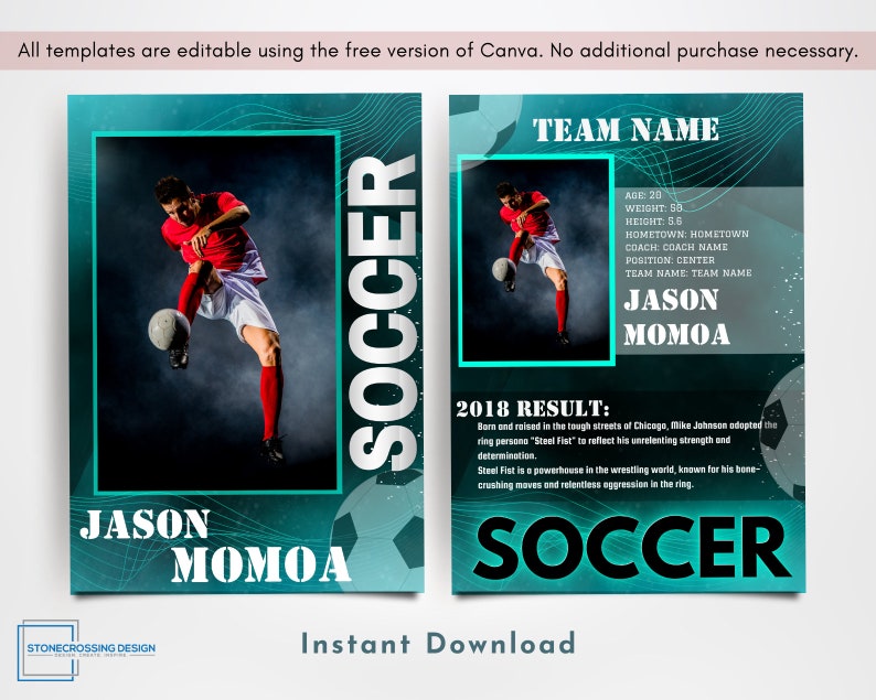 Soccer Trading Card Template Trading Card Template Canva Template ...