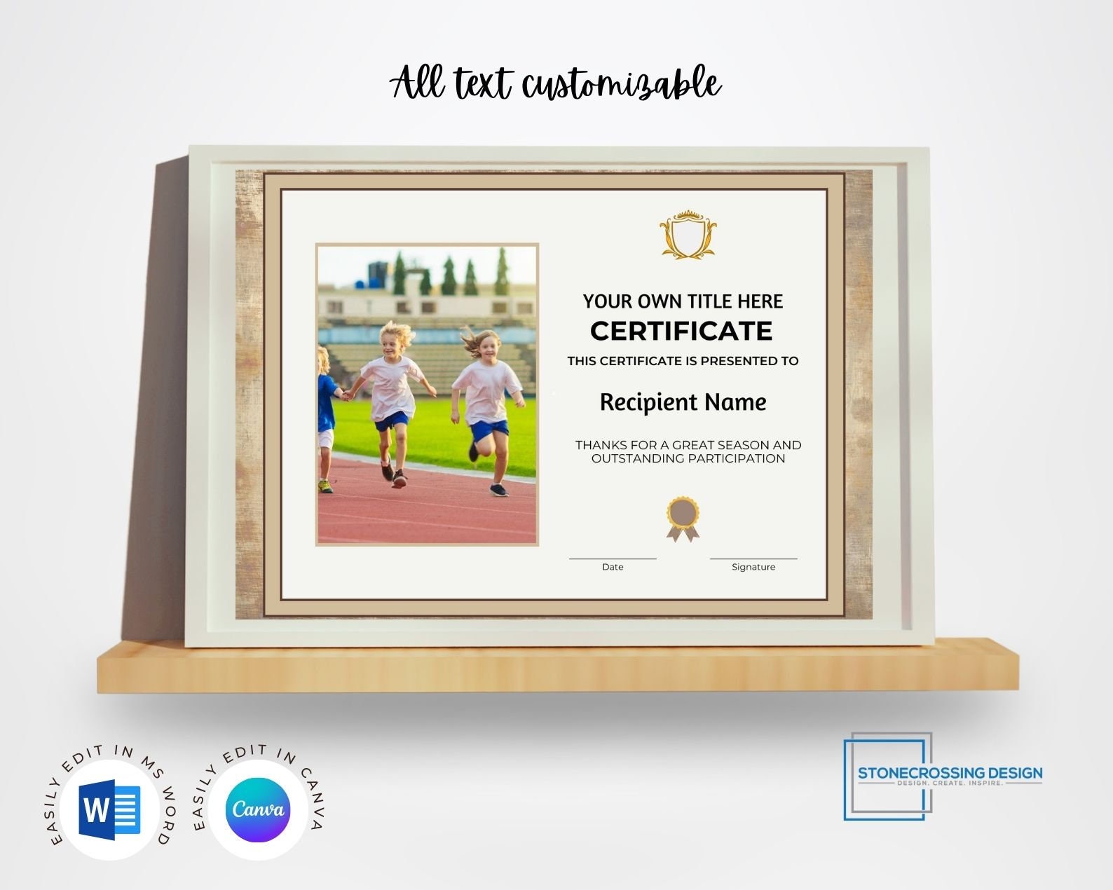 Editable Running Track Sports Certificate Template With Photo. - Etsy