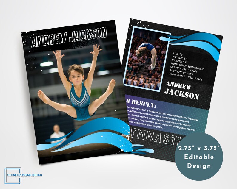 Boys Gymnastics Trading Card Template Trading Card Template Canva ...