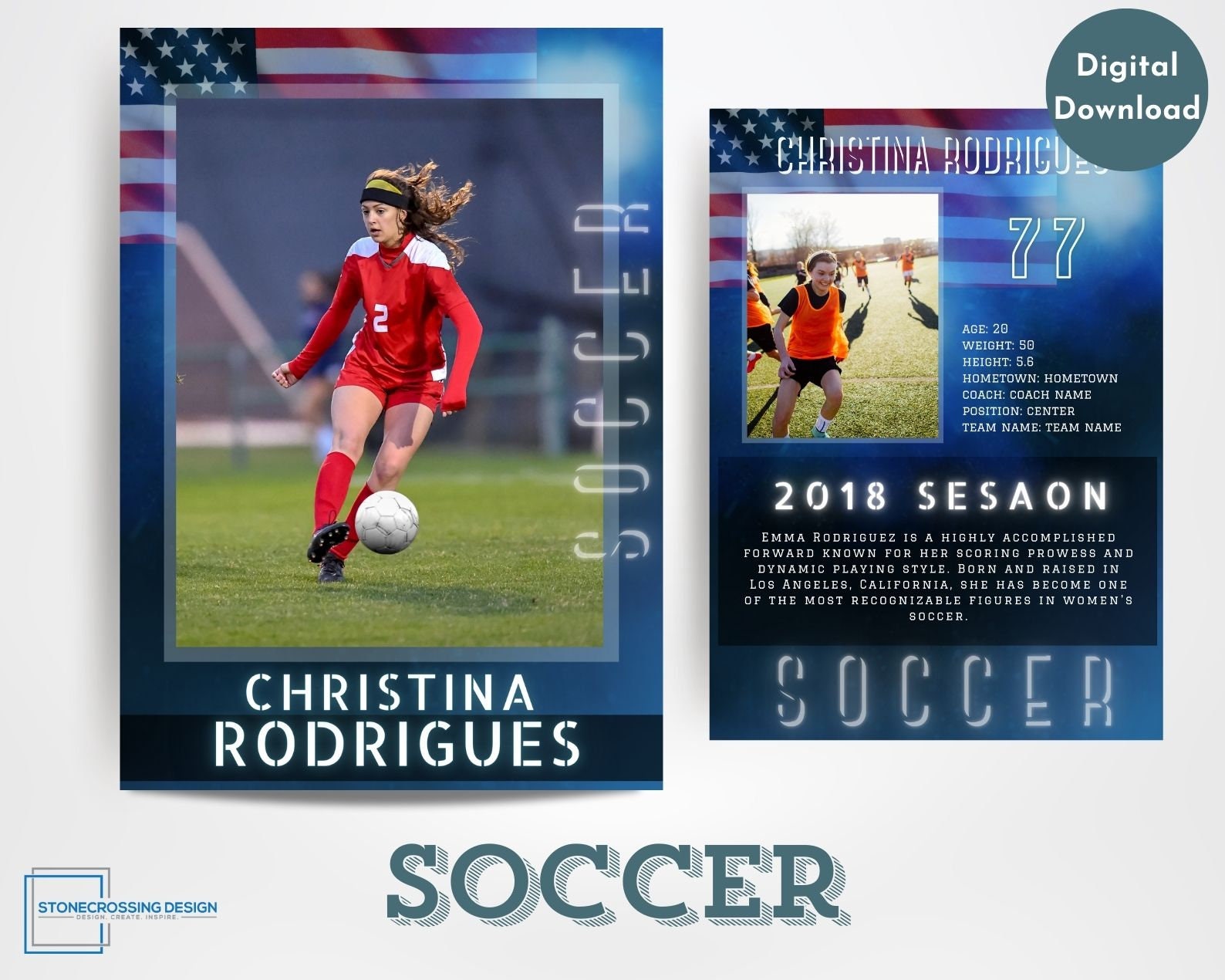 Soccer Trading Card Template Trading Card Template Canva Template ...