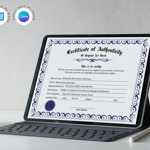 Editable Certificate of Authenticity Template. Authenticity Certificate ...