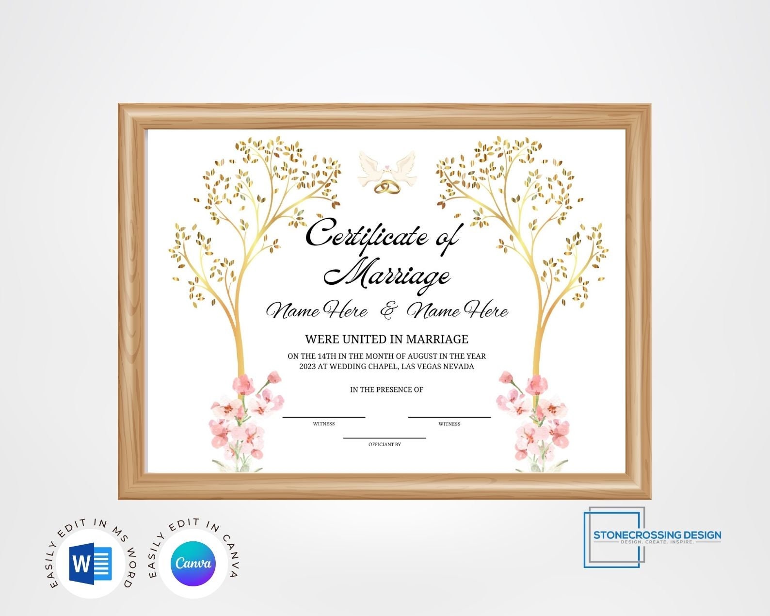 Editable Certificate of Marriage Template. Marriage License. - Etsy