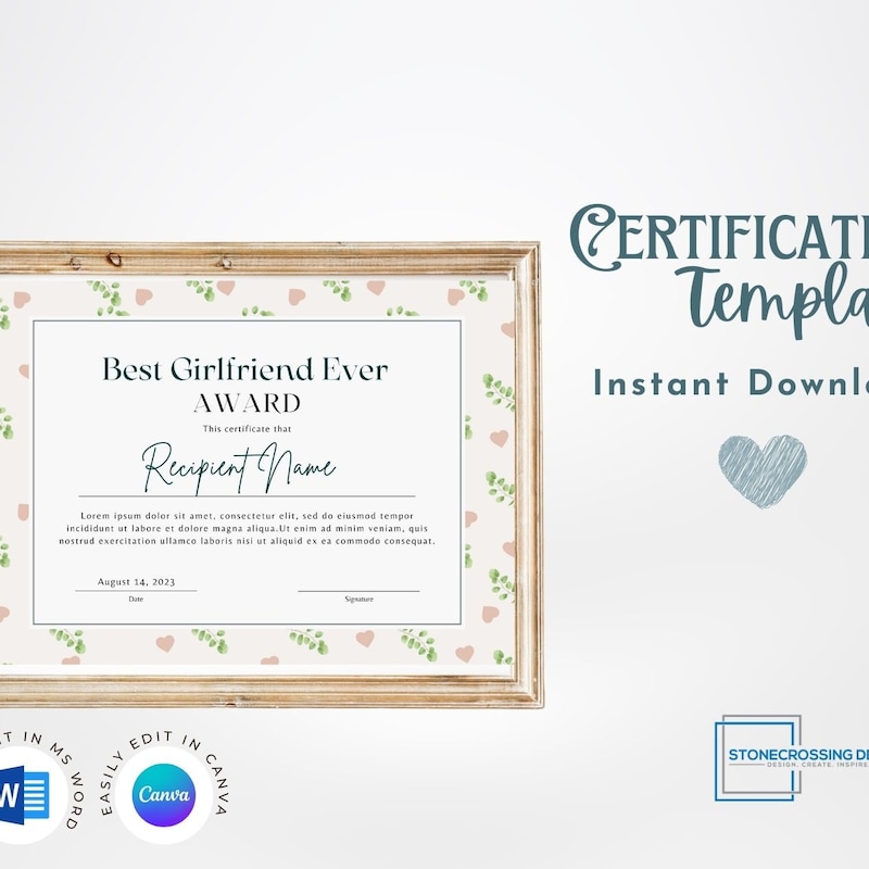 Best Girlfriend Certificate - Etsy