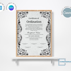 Editable Certificate of Ordination Template. Ordained Minister ...