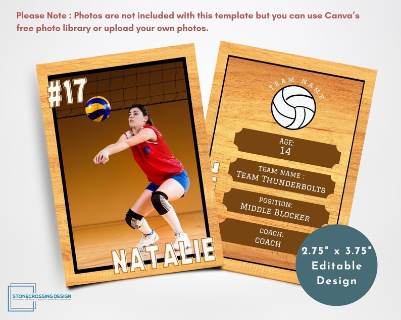 Volleyball Trading Card Template Trading Card Template Canva Template ...