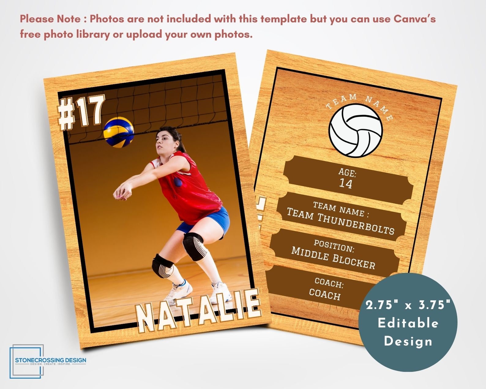 Volleyball Trading Card Template Trading Card Template Canva Template ...