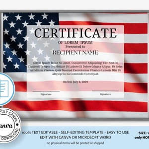 Editable American Flag Template. Award Template. Printable - Etsy