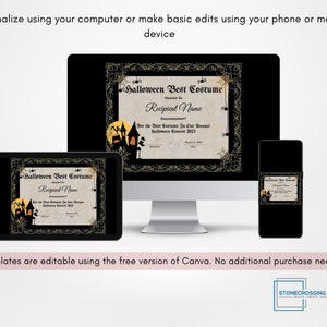 Editable Halloween Certificate . Editable With Canva or Microsoft Word ...