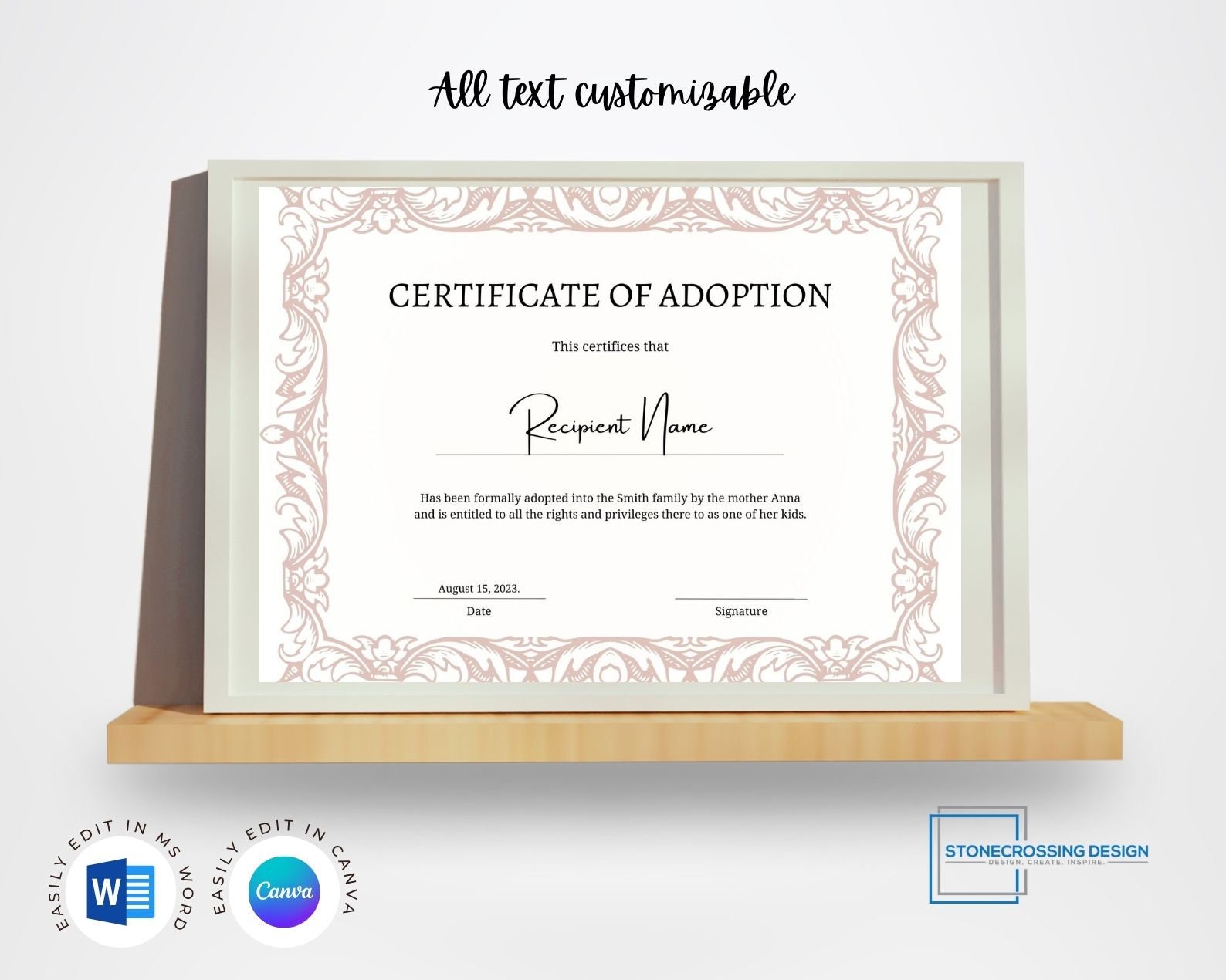 Editable Certificate of Adoption Template. Adoption Certificate ...