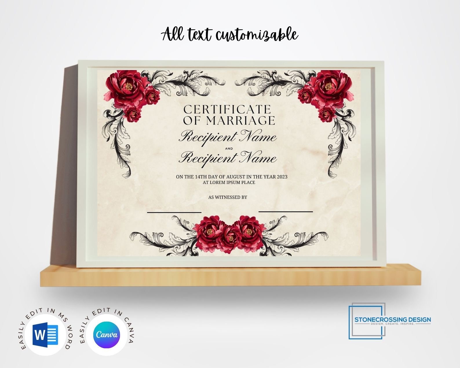 Editable Certificate of Marriage Template. Marriage License. Printable ...