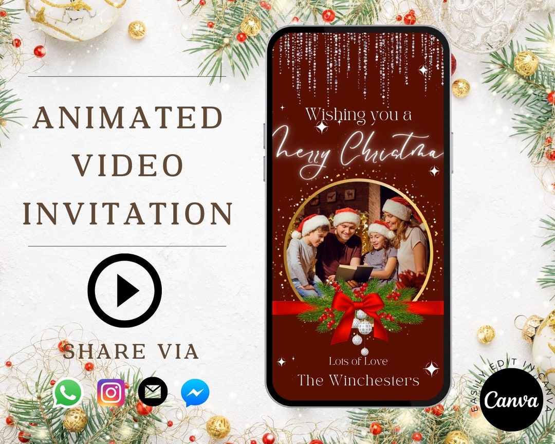 Digital Christmas Party Invitation, Electronic Christmas Dinner Video E ...