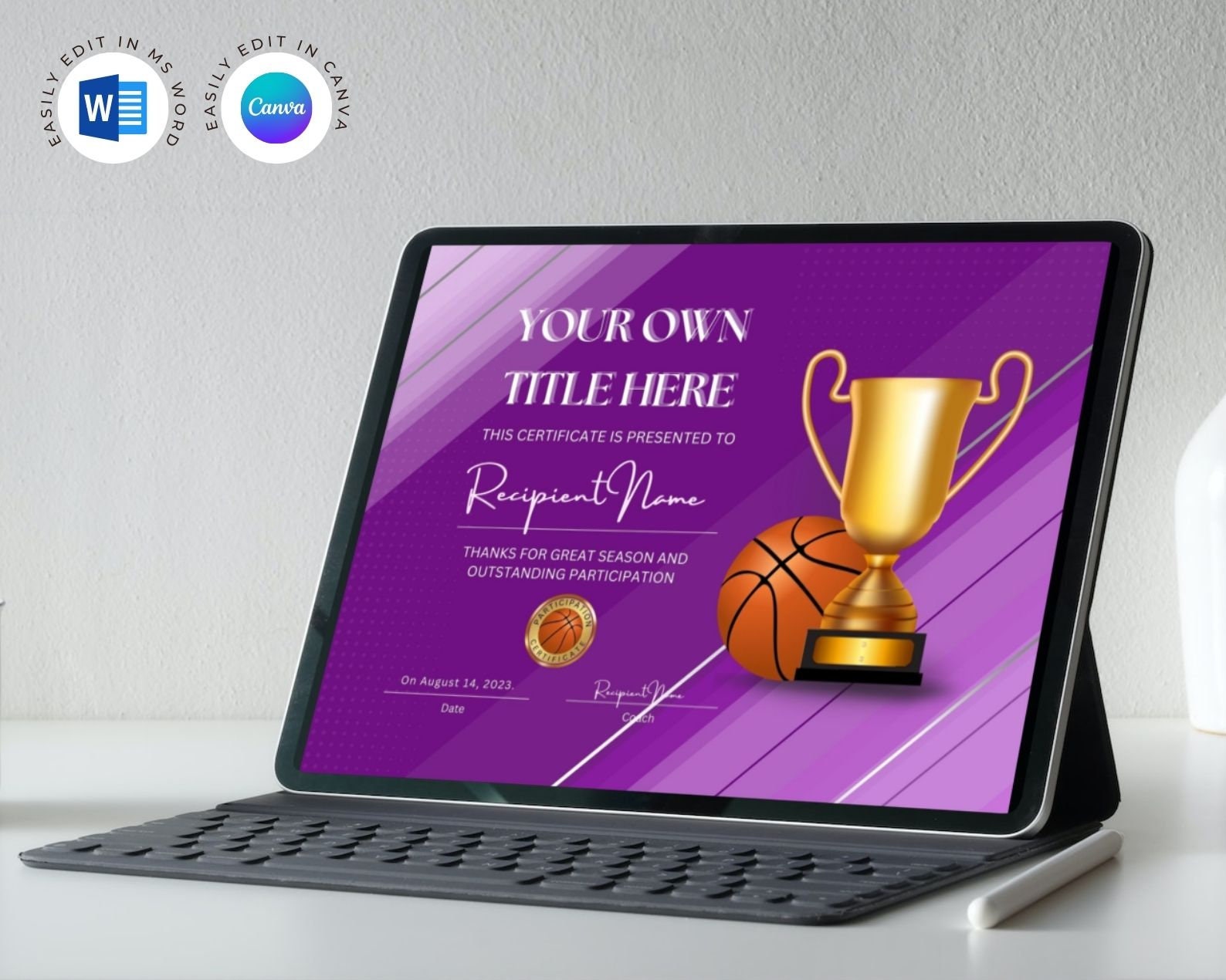 Editable Basketball Sports Certificate. Recognizing Sporting Excellence ...
