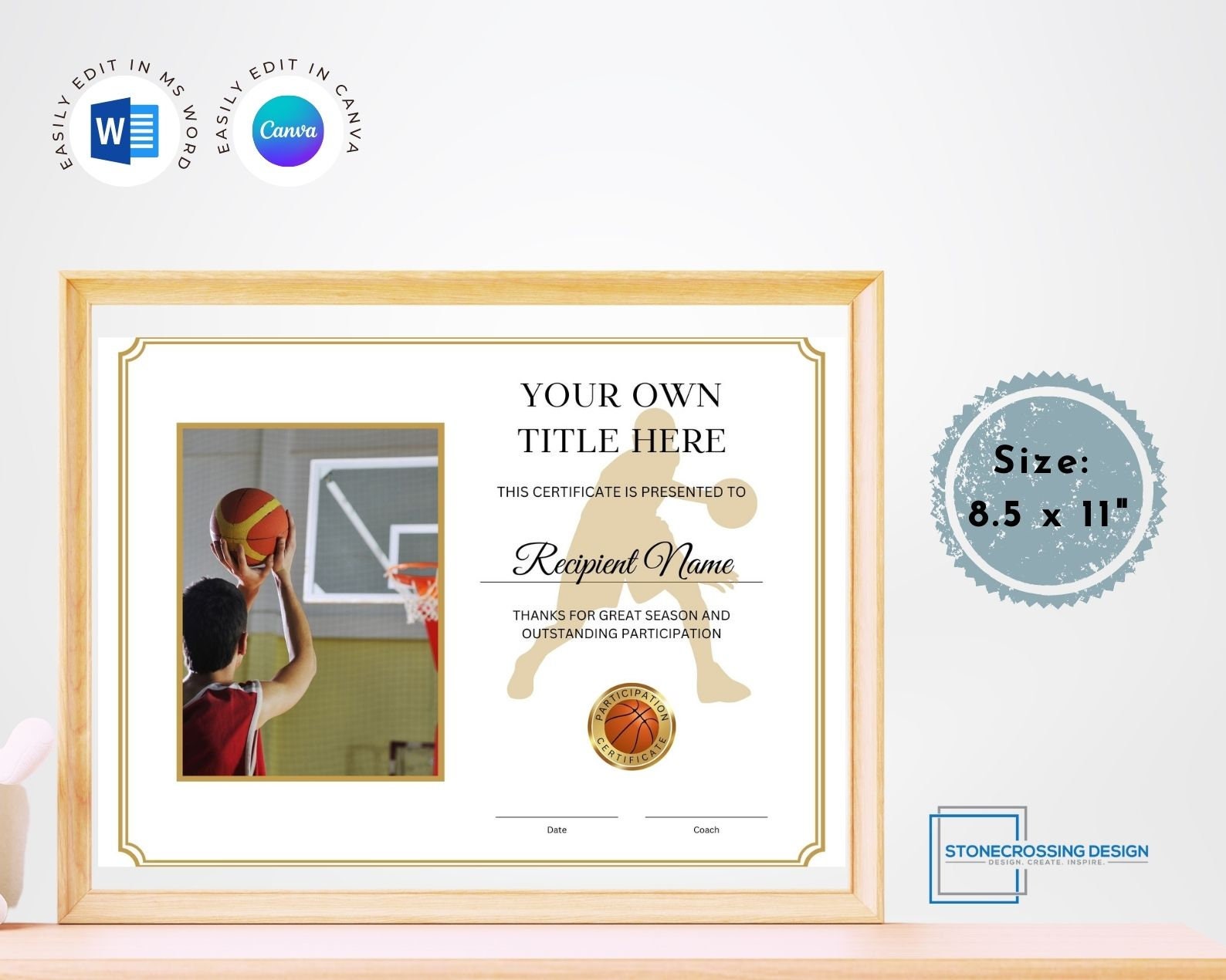 Editable Basketball Sports Certificate. Recognizing Sporting Excellence ...