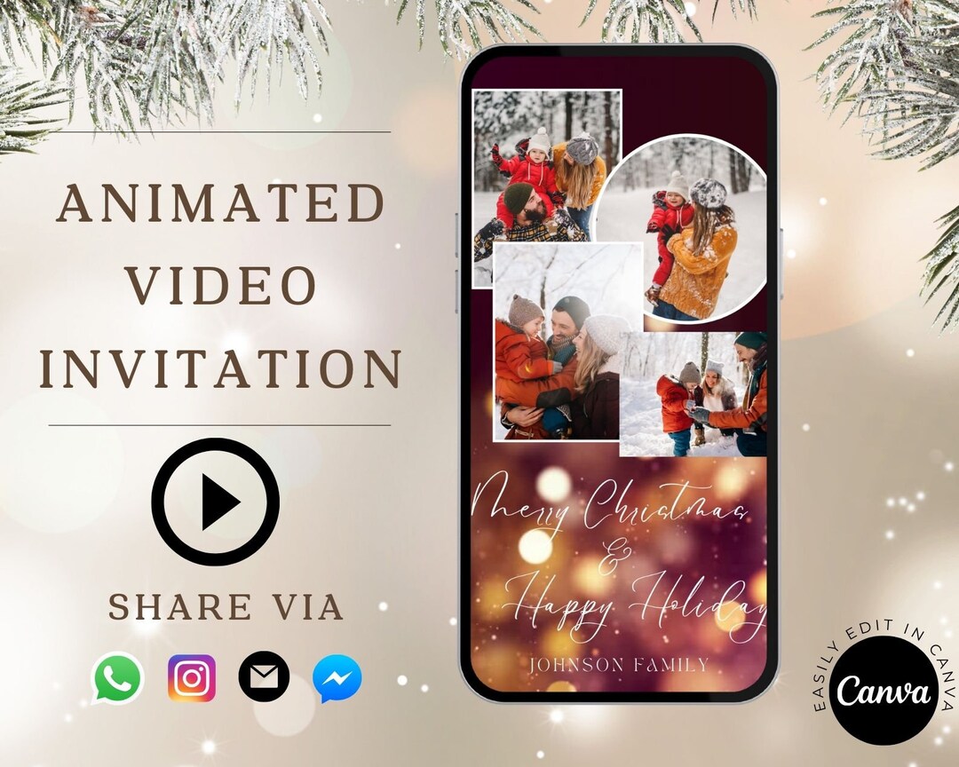 Digital Family Photo Christmas Card Video, Family Holiday Video ...