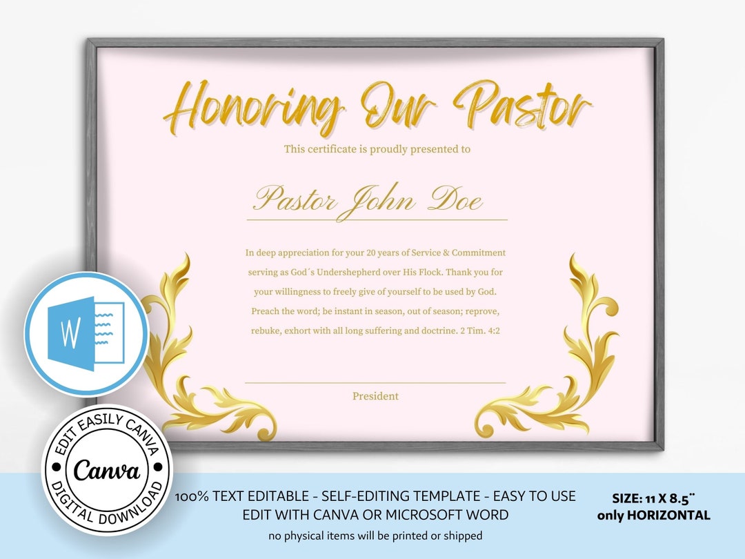 Editable Honoring Certificate. Recognizing Remarkable - Etsy