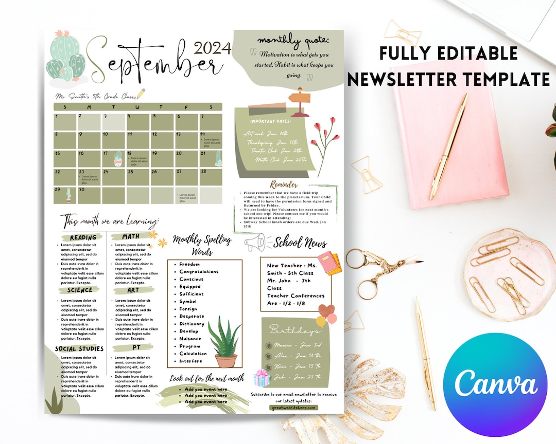 September 2024 Newsletter Template | Editable Monthly Newsletter ...