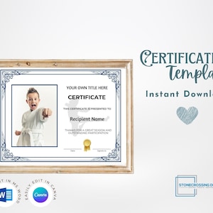 Editable Karate Martial Arts Certificate Template With Photo. Award ...