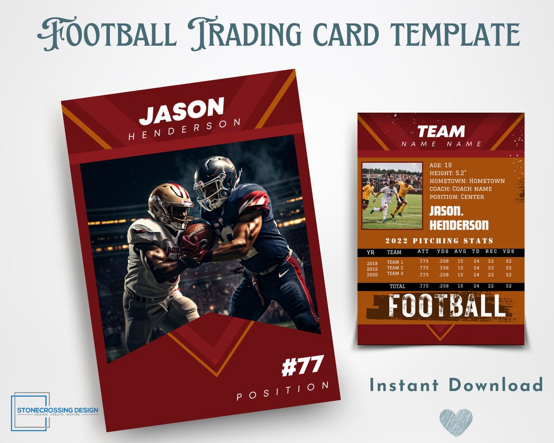 Boys Football Trading Card Template | Trading Card Template | Canva ...