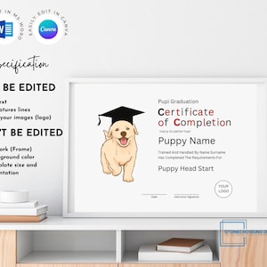 Editable Certificate of Completion for Dog Template. Award Template ...