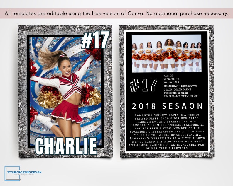 Girls Cheerleading Trading Card Template | Trading Card Template ...