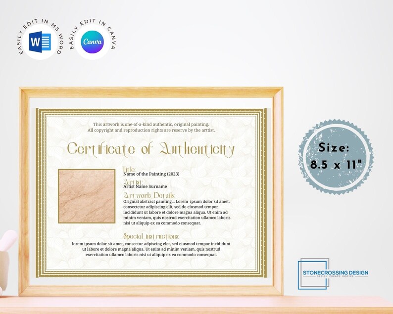 Editable Certificate of Authenticity Template. Authenticity Certificate ...