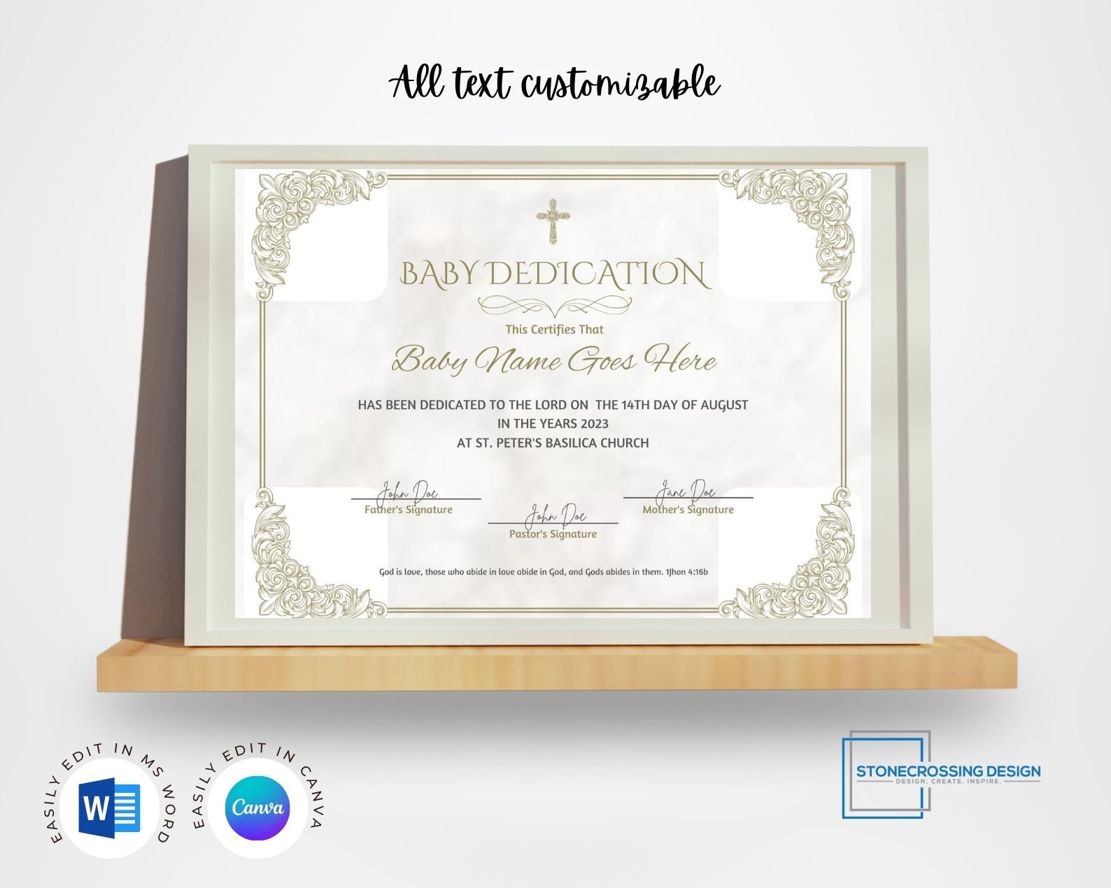 Editable Certificate of Baby Dedication Template. Child Dedication ...