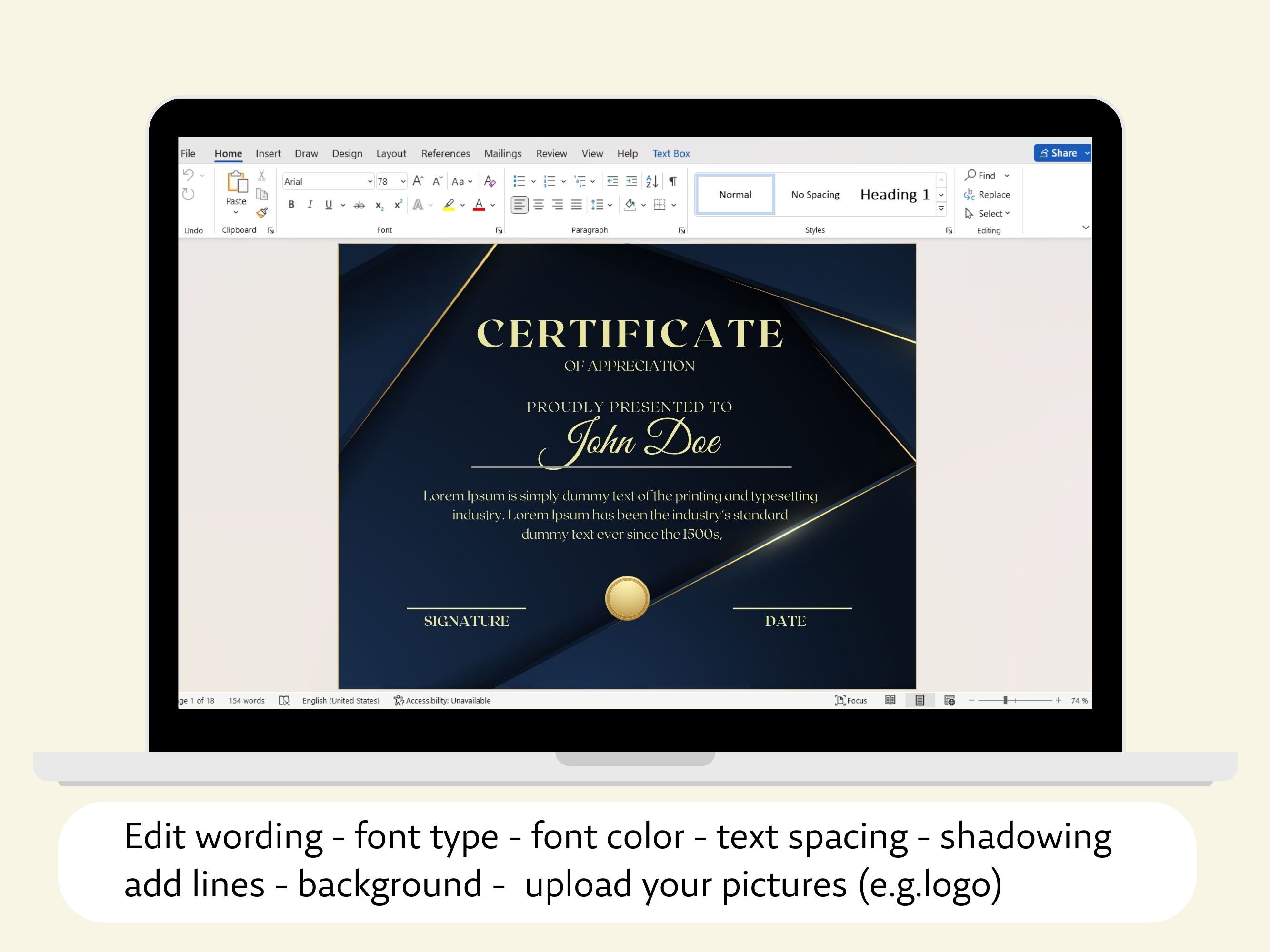 Editable Certificate of Achievement Template. Award Template. - Etsy