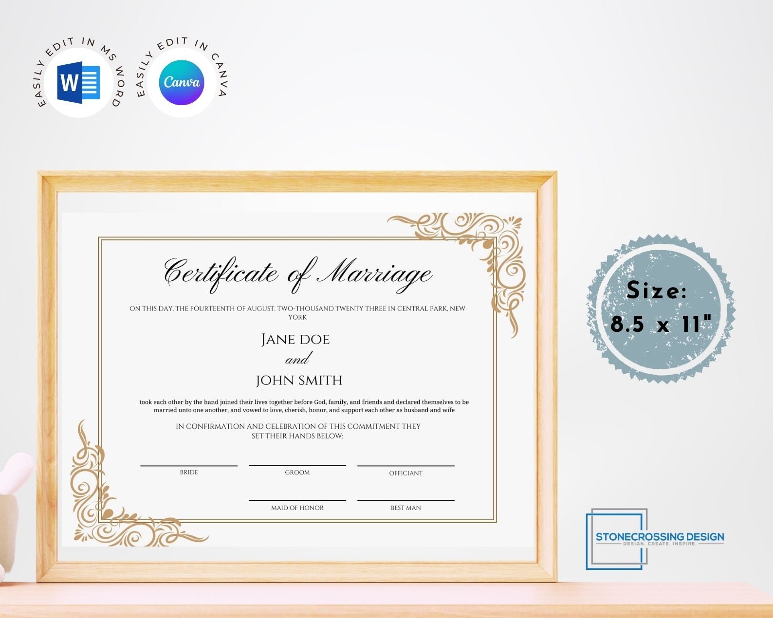 Editable Certificate of Marriage Template. Marriage License. Printable ...