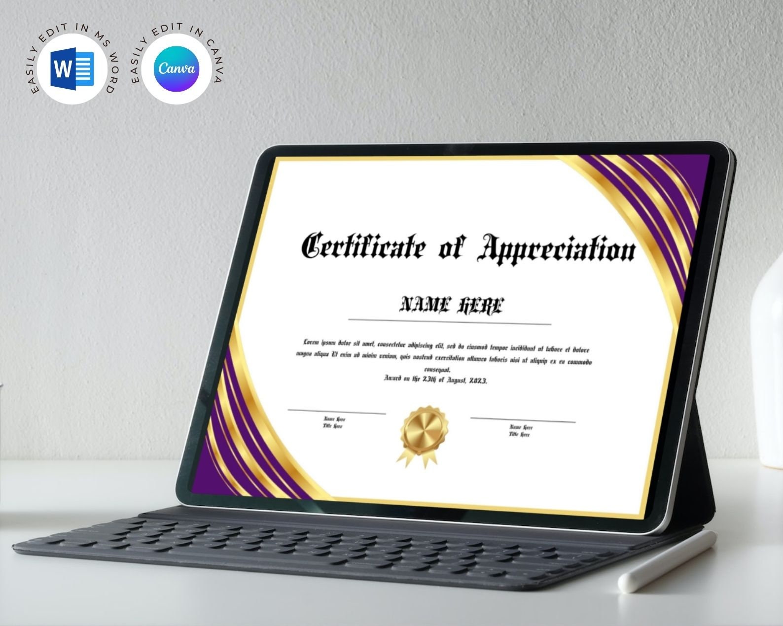 Editable Certificate of Appreciation. Award Template. - Etsy