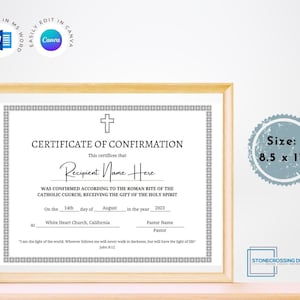 Editable Certificate of Confirmation. Celebrating a Sacred Milestone ...