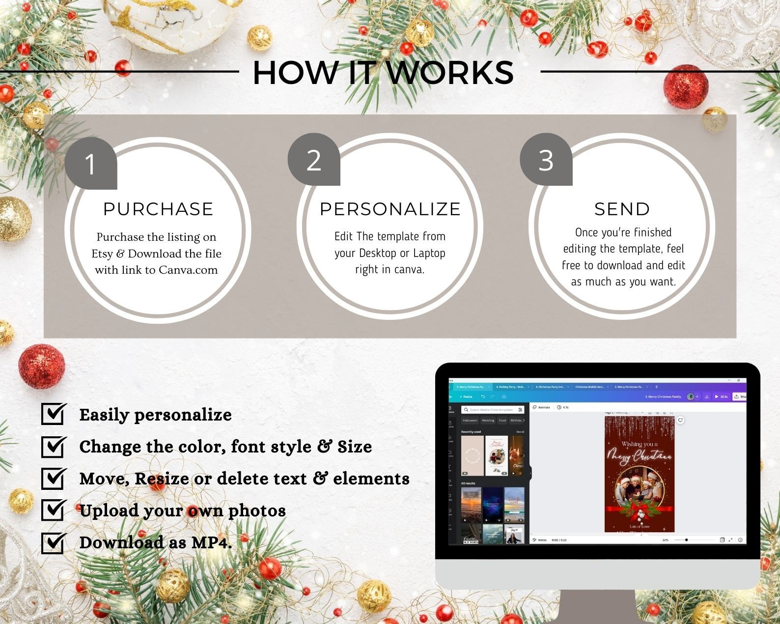 Digital Christmas Party Invitation, Electronic Christmas Dinner Video E ...