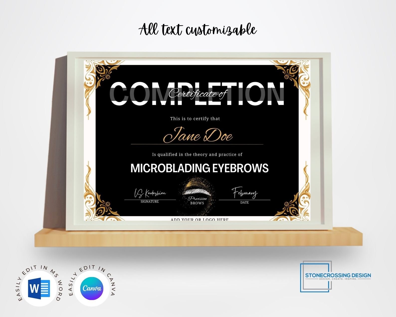 Editable Certificate of Completion Template. Award Template. Printable ...