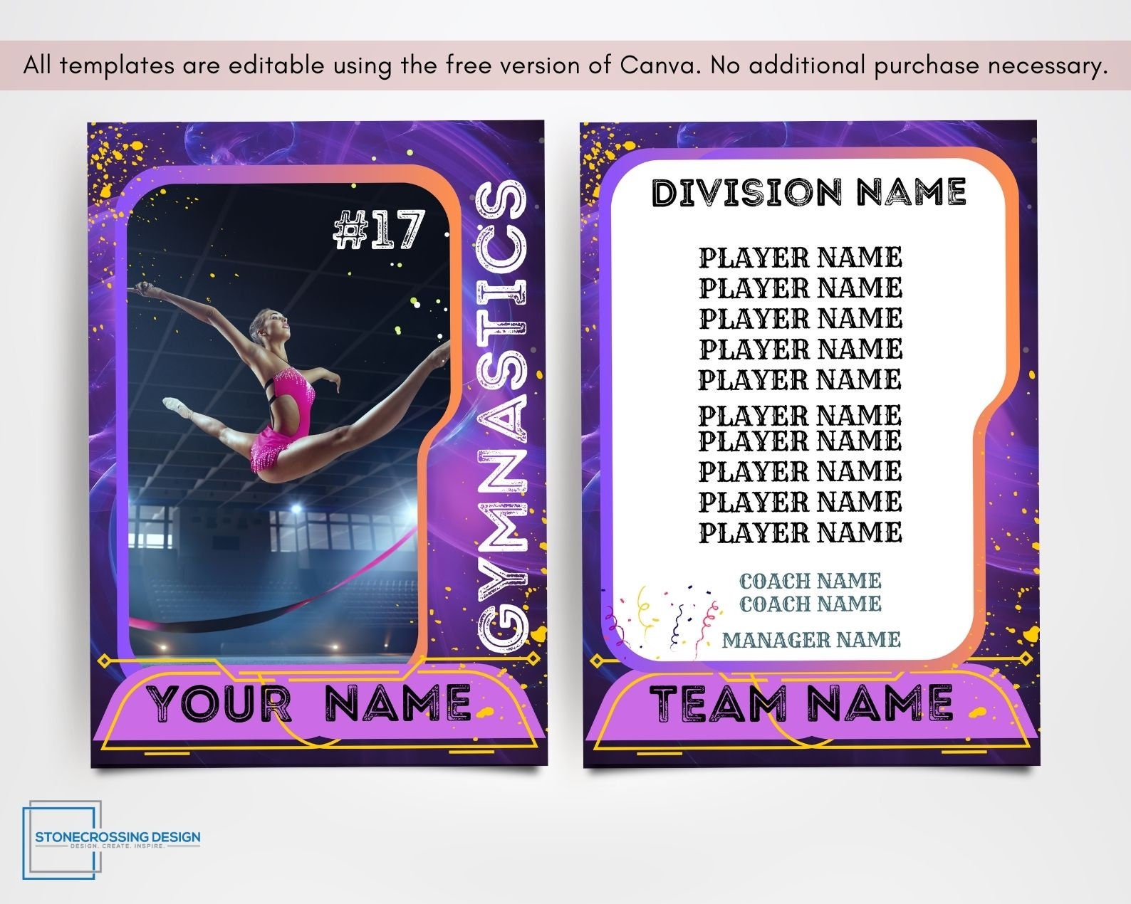 Gymnastics Trading Card Template Trading Card Template Canva Template ...