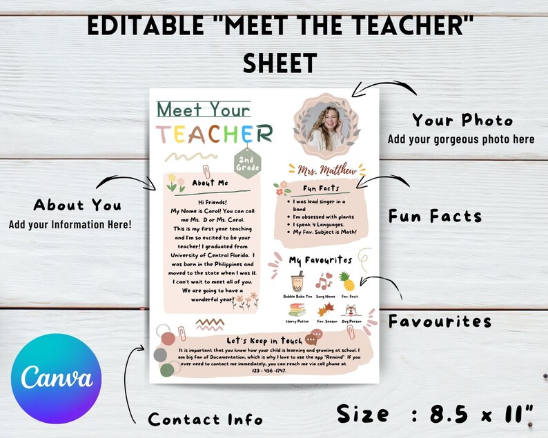 Editable Template for Meet the Teacher. Welcome Letter to School. First ...
