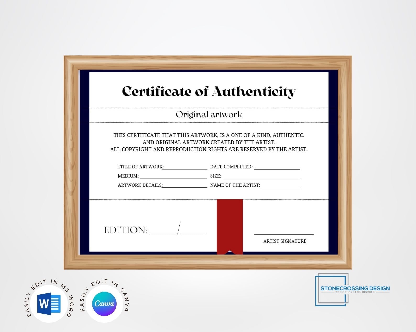 Editable Certificate of Authenticity Template. Authenticity Certificate ...