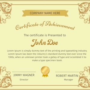 Editable Certificate of Achievement Template. Award Template. - Etsy
