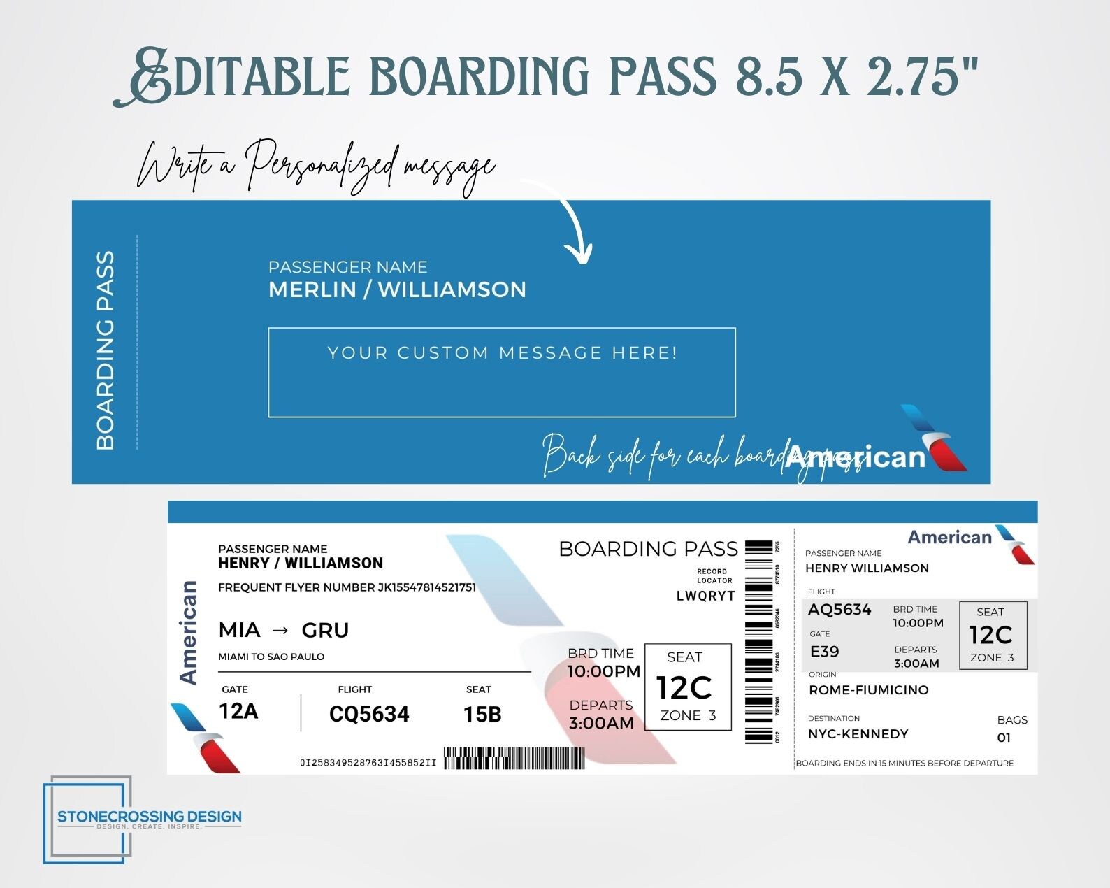 Editable Airline Boarding Pass Ticket Template Surprise Trip Ticket Editable Airline Boarding Pass Ticket Template Surprise Trip Ticket