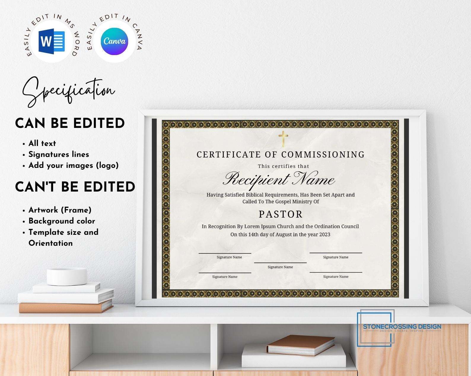 Editable Certificate of Commissioning. Editable With Canva or Microsoft ...
