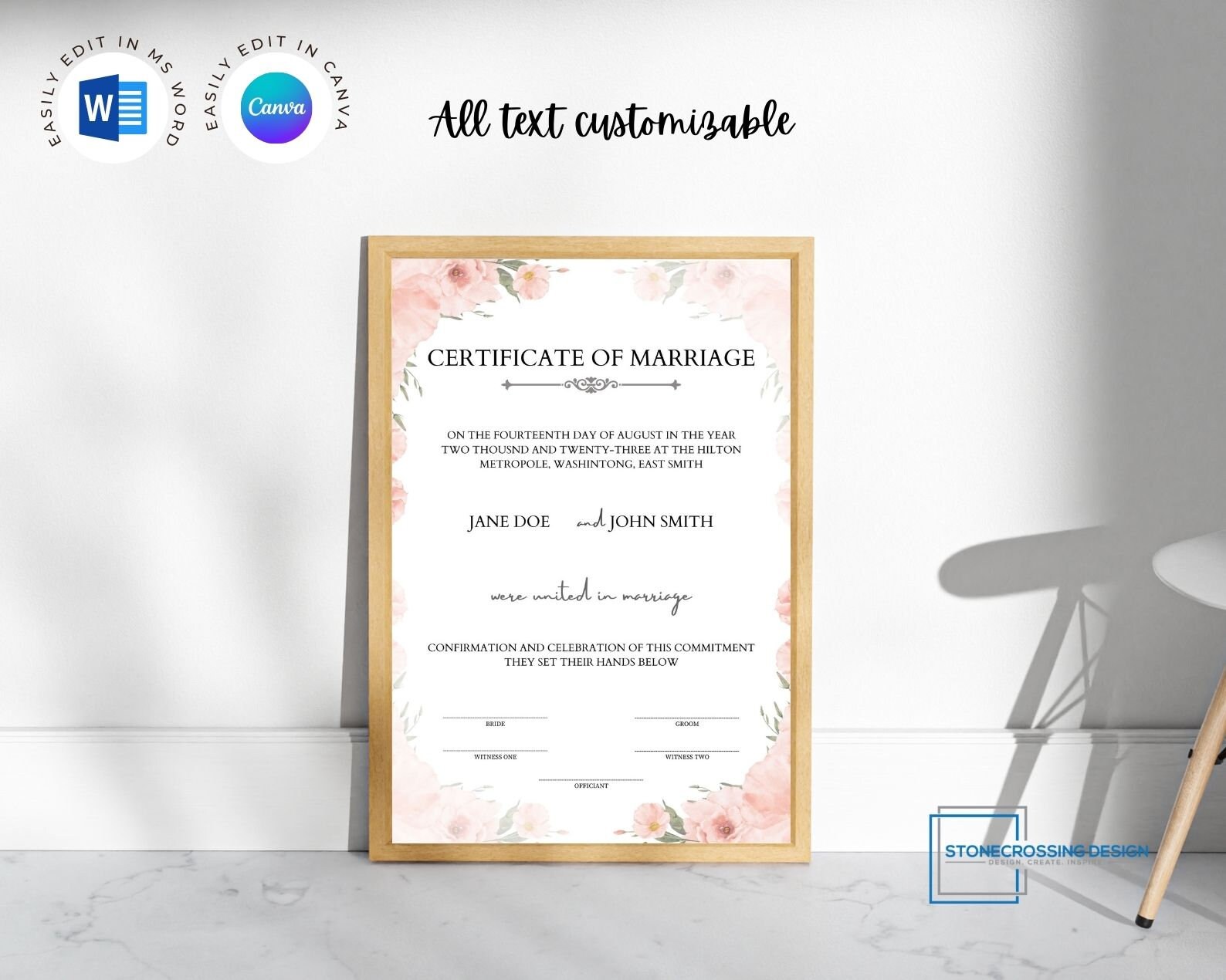 Editable Certificate of Marriage Template. Marriage License. Printable ...