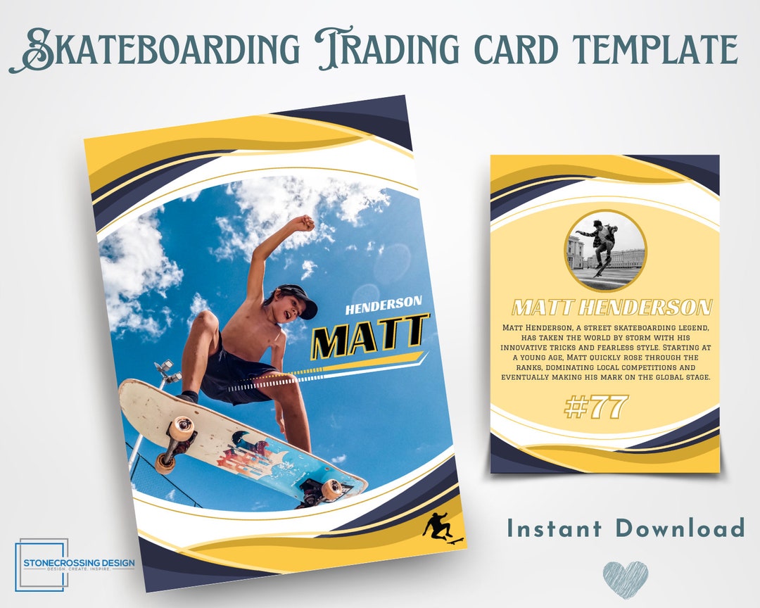 Boys Skateboarding Trading Card Template | Trading Card Template ...