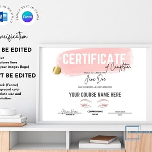 Editable Certificate of Completion Template. Award Template. Printable ...