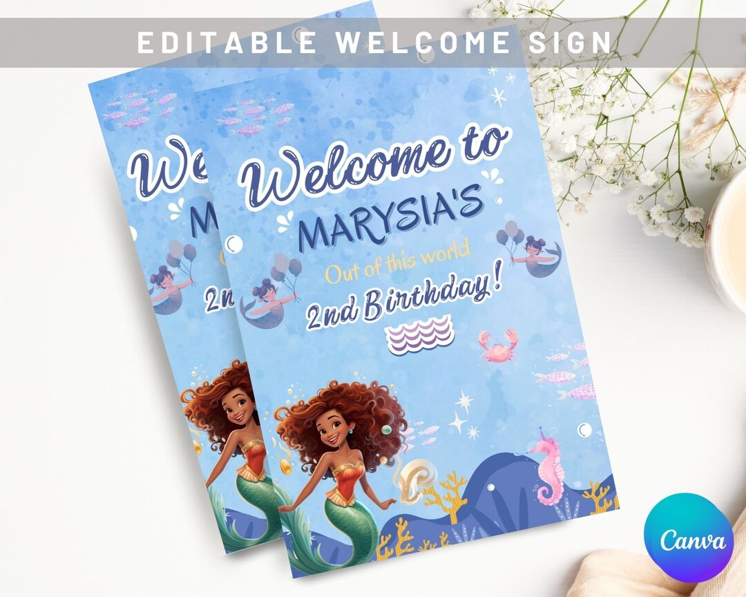 Mermaid Welcome Sign Template - Greet Guests With Undersea Elegance ...