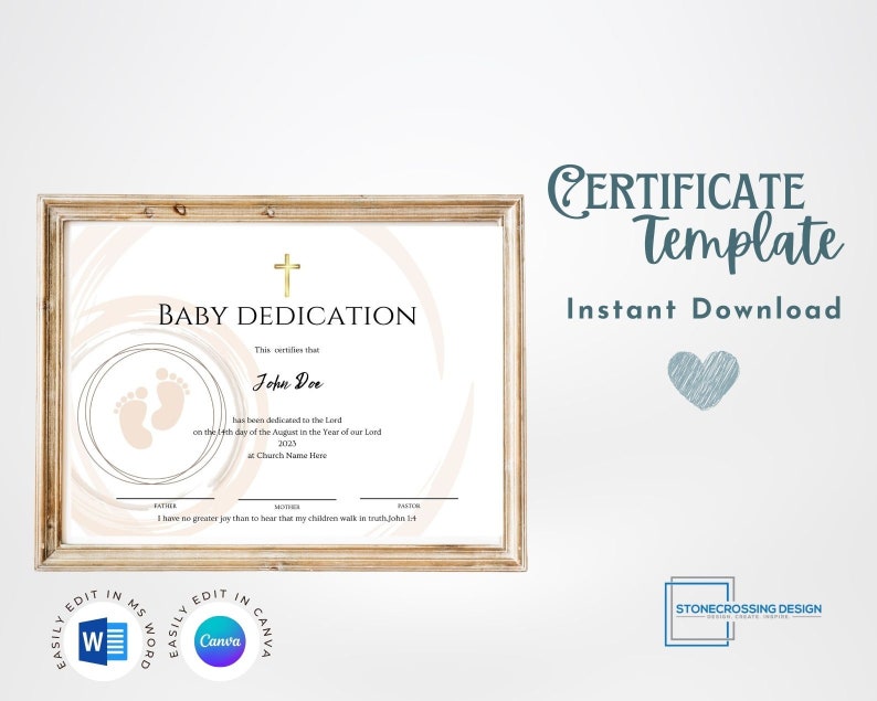 Editable Certificate of Baby Dedication Template. Child Dedication ...