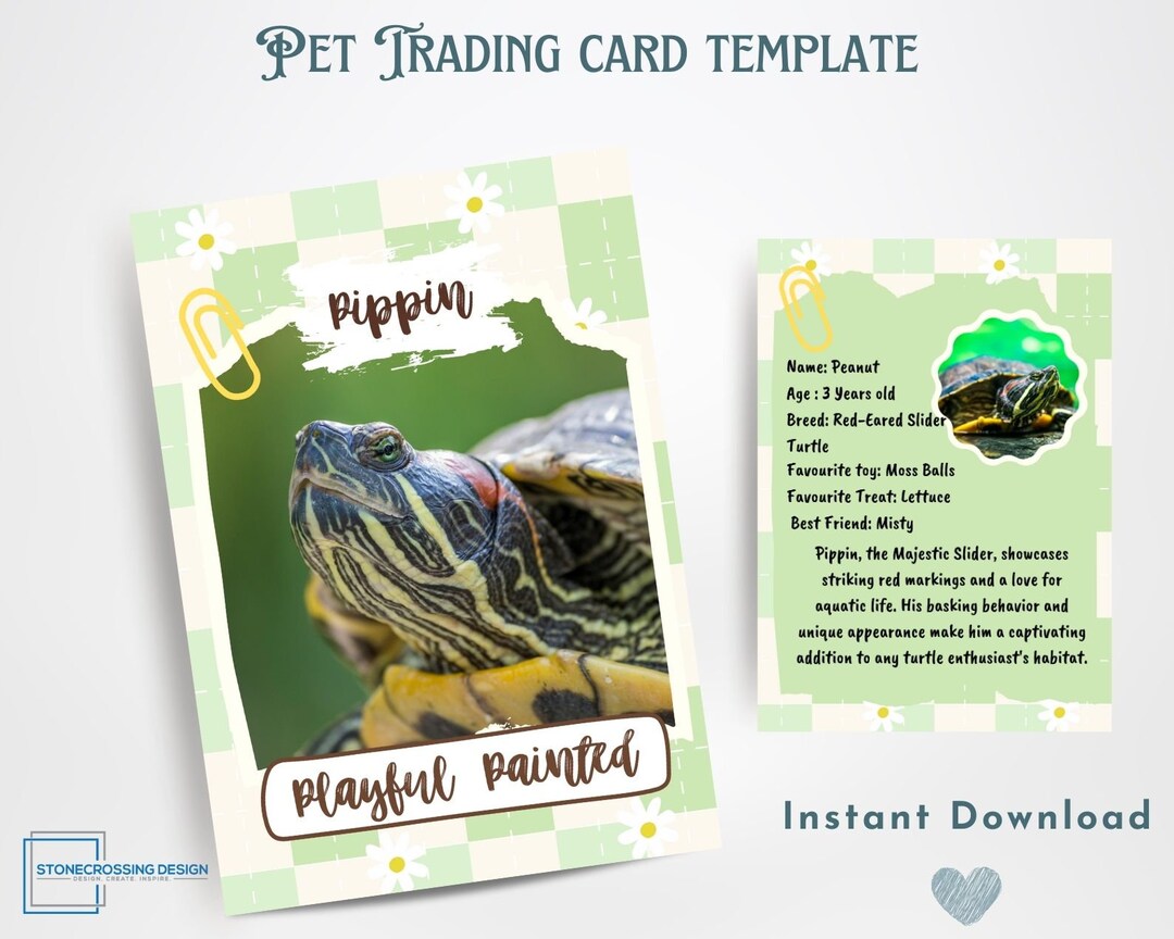 Turtle Pet Trading Card Template | Pet Trading Card Template | Canva ...