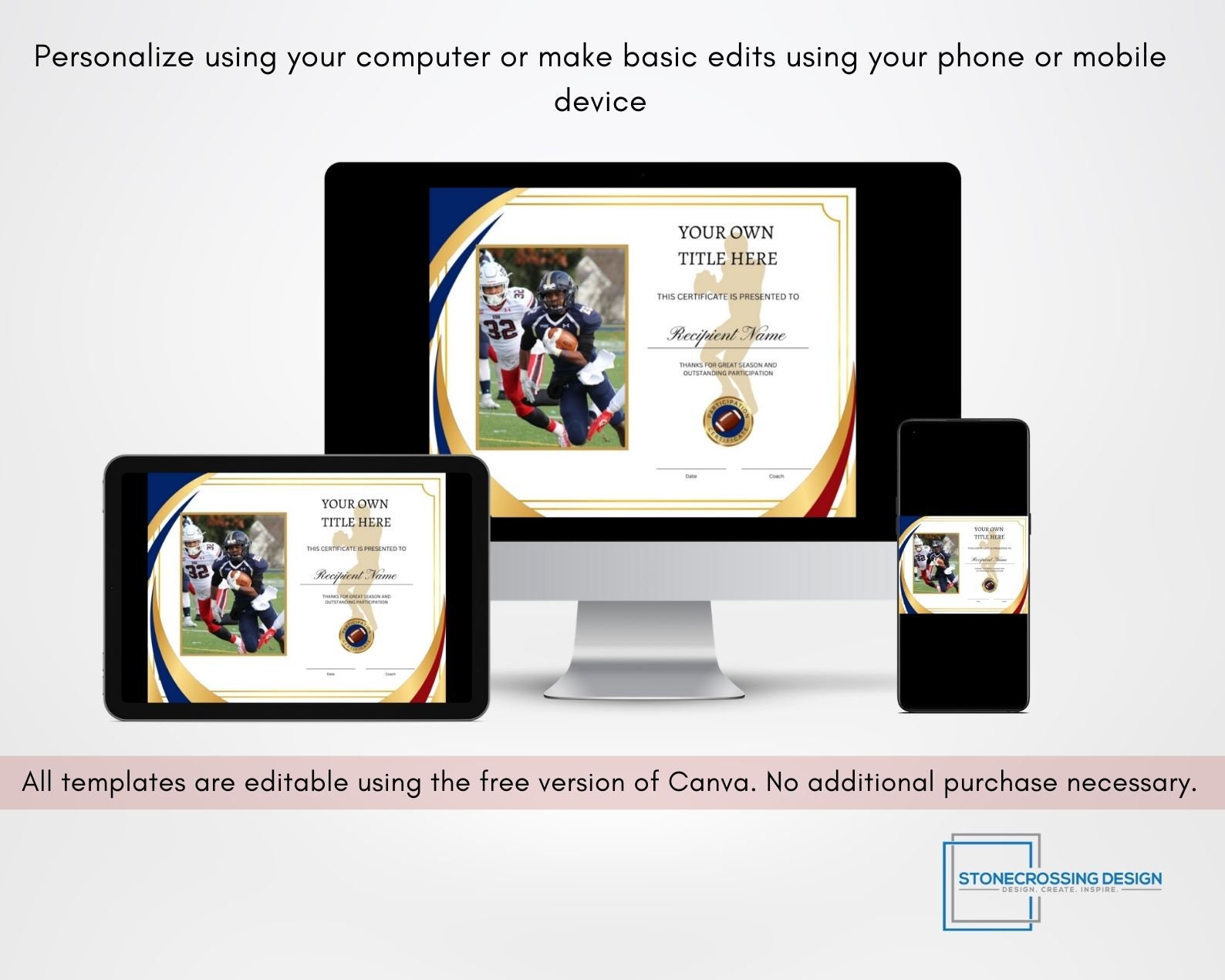 Editable Football Sports Certificate. Recognizing Sporting Excellence ...
