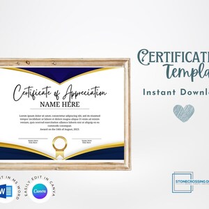Editable Certificate of Appreciation. Award Template. Printable ...