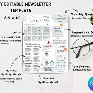 January 2026 Newsletter Template | Editable Monthly Newsletter ...