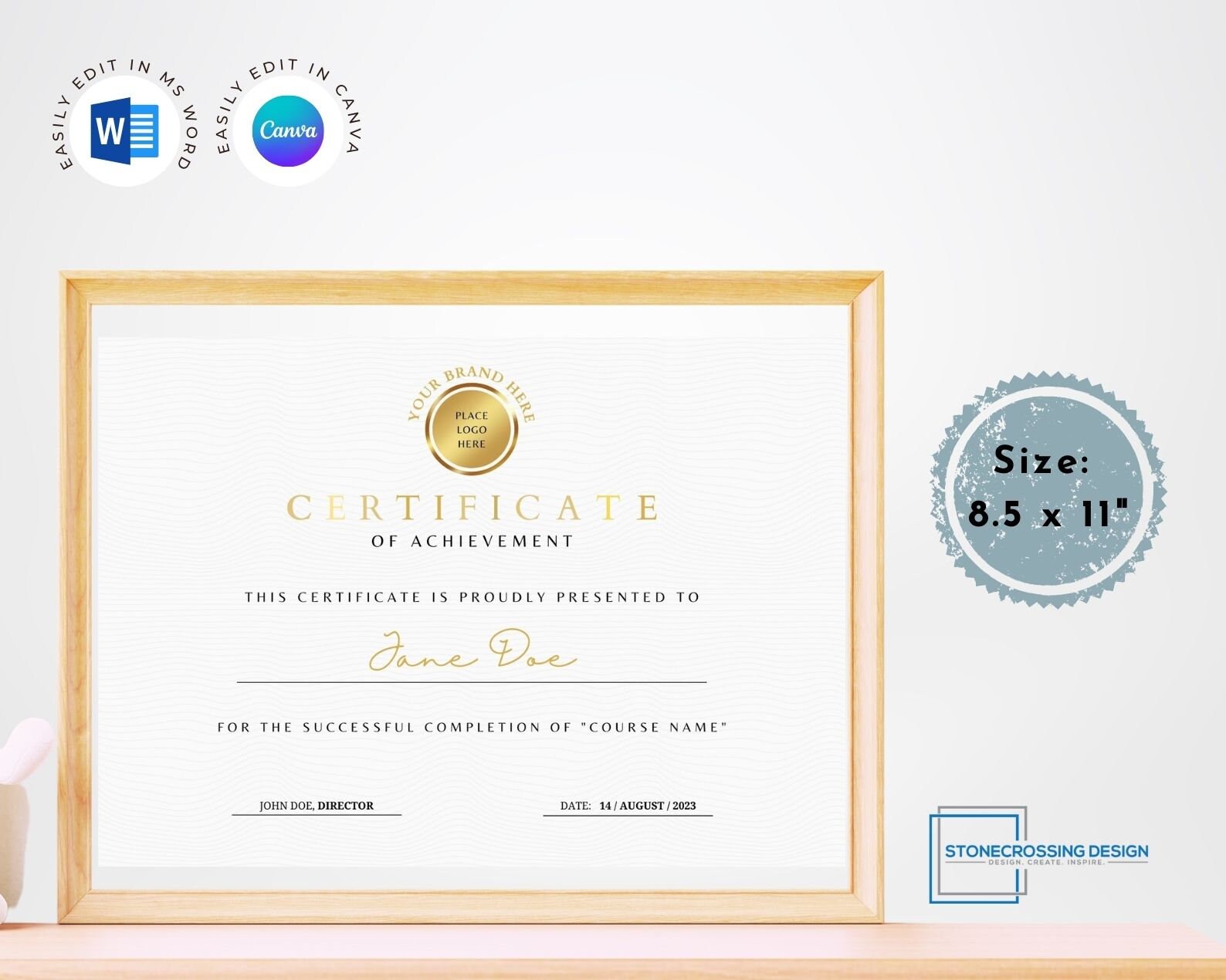 Editable Certificate of Achievement Template. Award Template. Printable ...