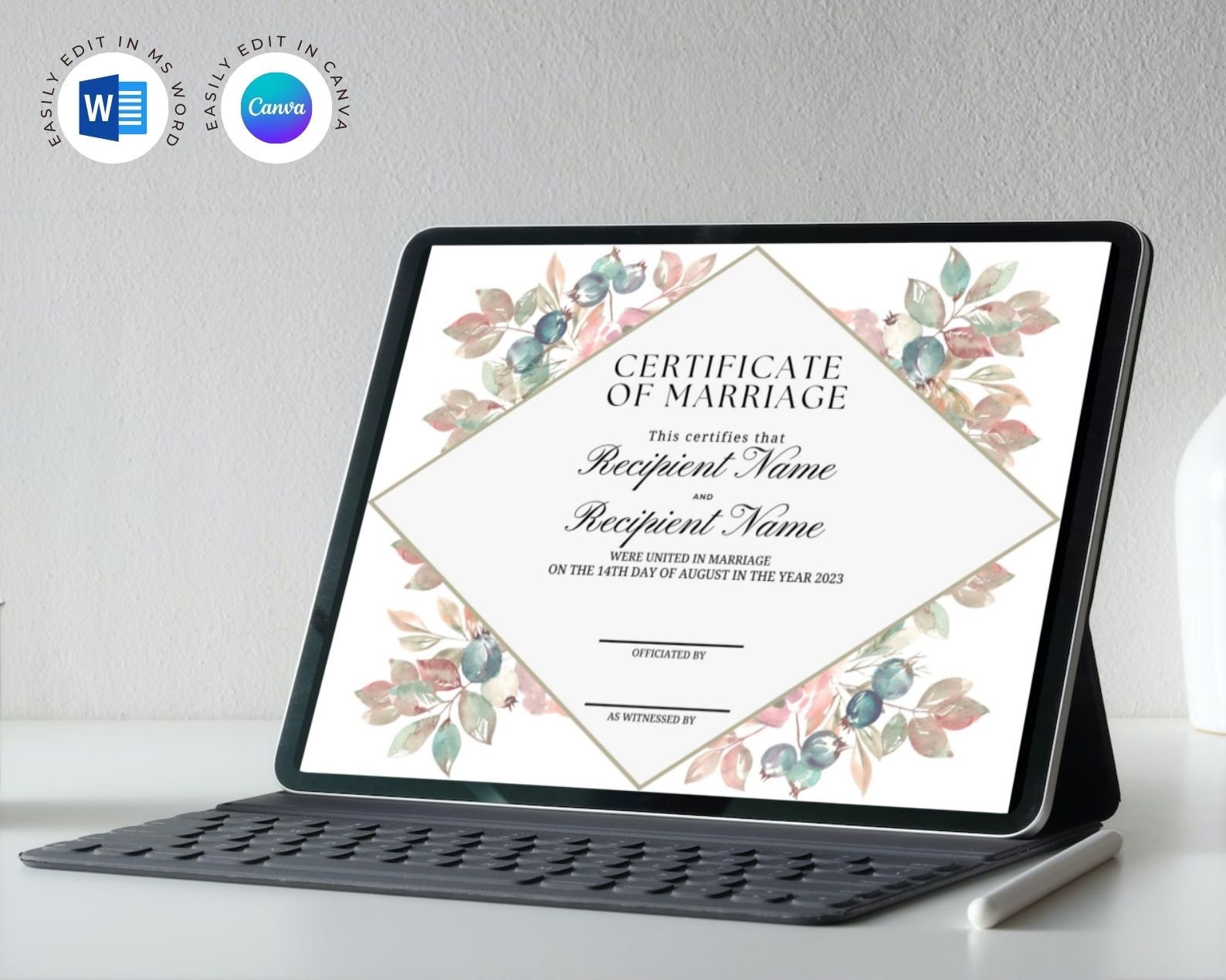 Editable Certificate of Marriage Template. Marriage License. Printable ...