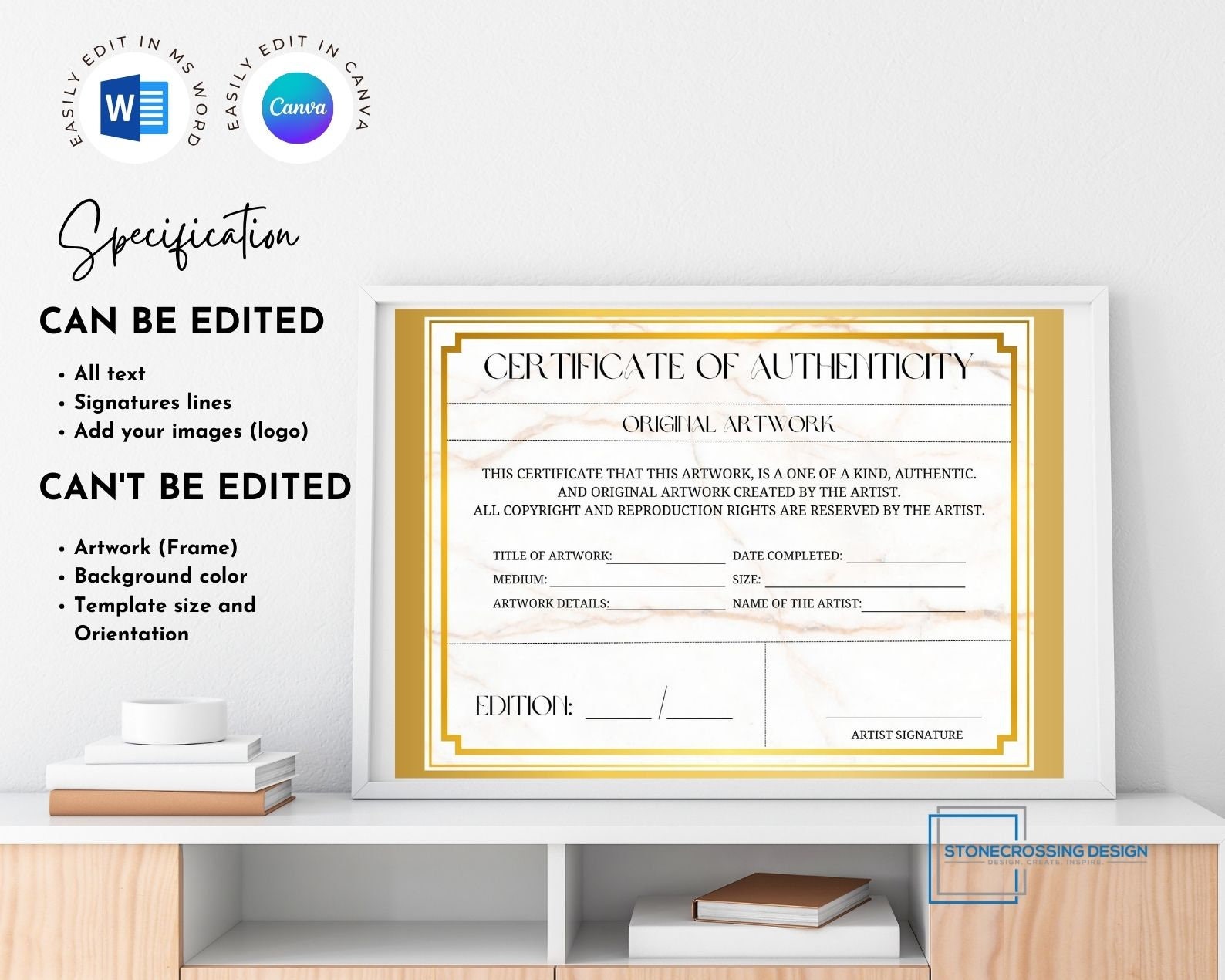 Editable Certificate of Authenticity Template. Authenticity Certificate ...
